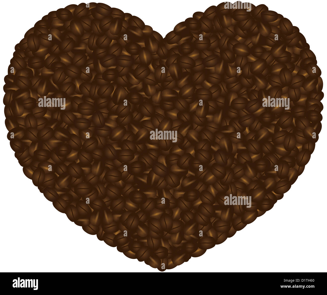 Coffee Beans Pattern in Heart Shape Silhouette Outline Background ...