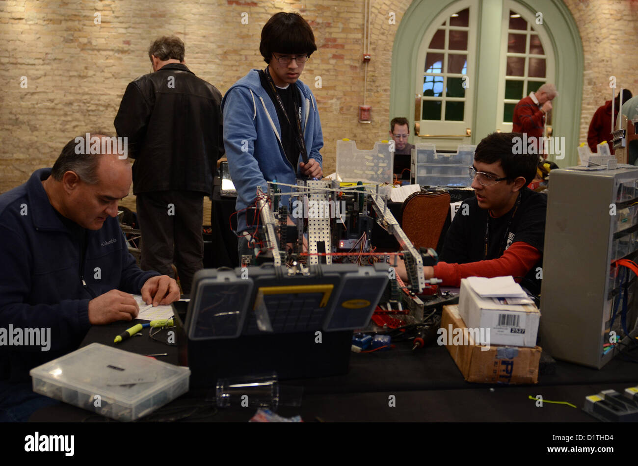Students prepare their robots for the VEX Robotics Competition at ...