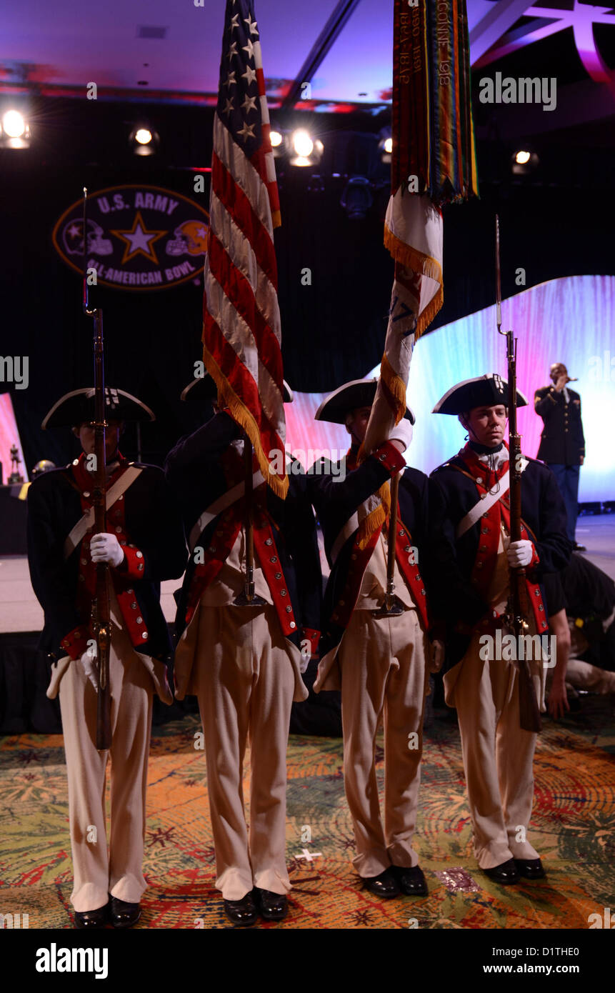 The Color Guard of the 3rd U.S. Infantry Regiment presents the colors ...