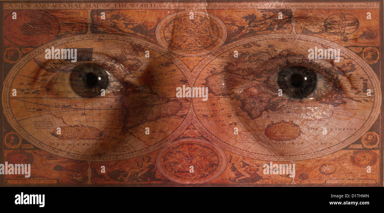 World map with eyes hi-res stock photography and images - Alamy