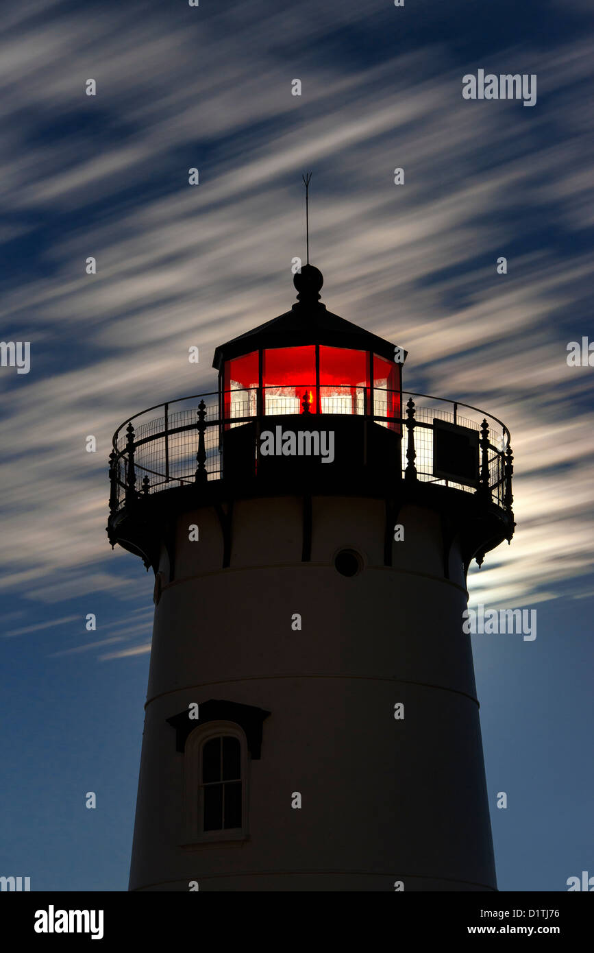 Moon lit Edgartown Lighthouse, Martha's Vineyard, Massachusetts, USA ...