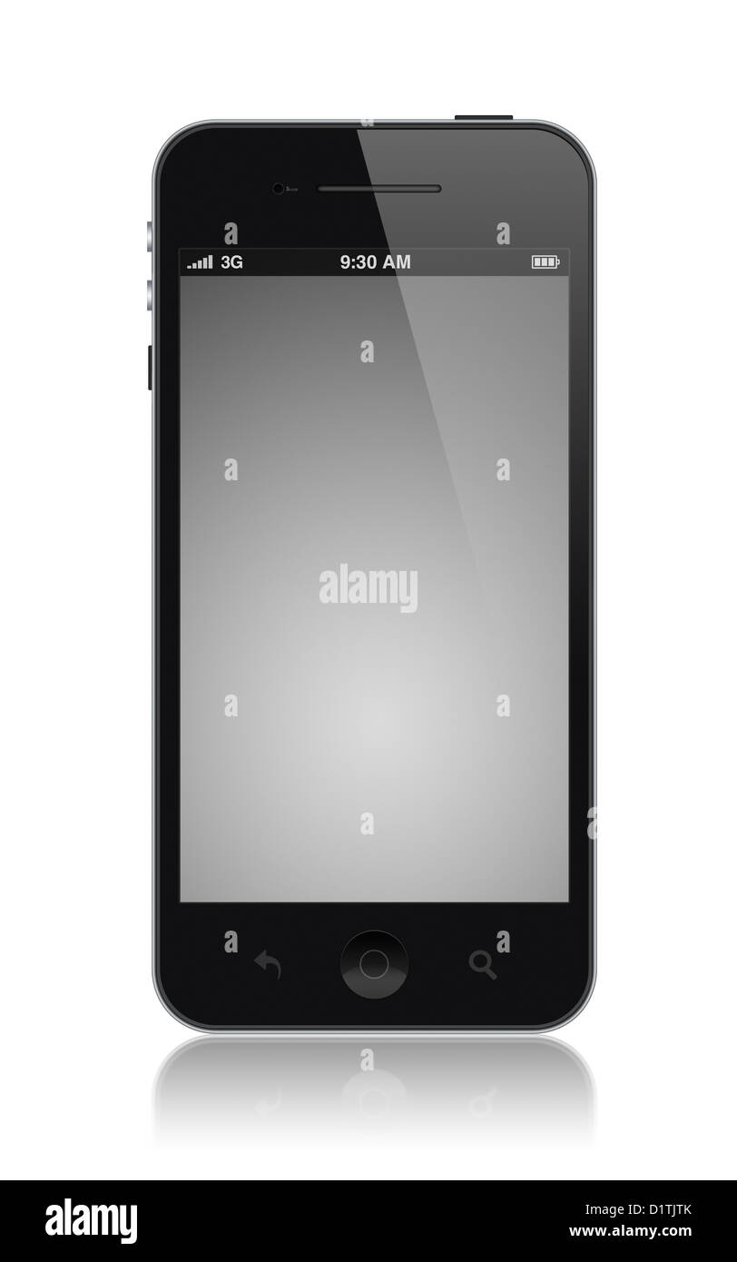 Modern smartphone with blank screen. Isolated on white Stock Photo - Alamy