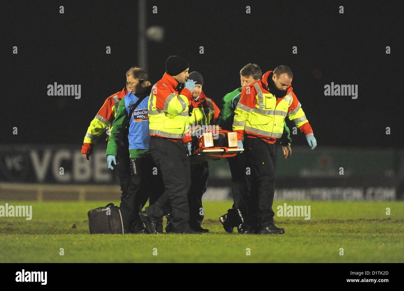 05.01.2013 Galway, Ireland. Connacht's George Naoupu is taken off the ...
