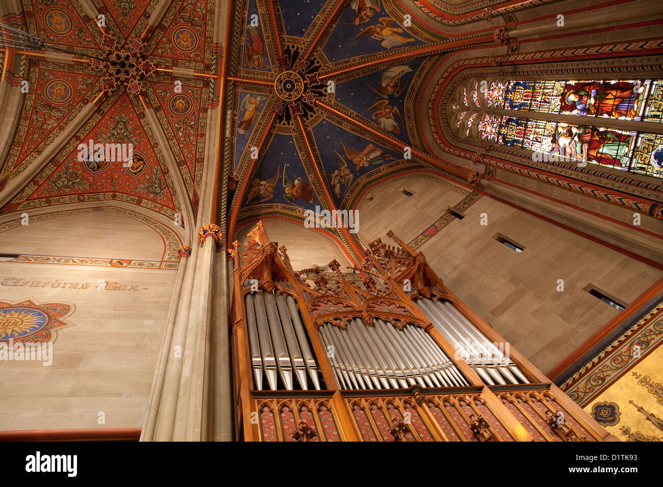 Stained Glass Window in St Peters Cathedral; Geneva; Switzerland ...