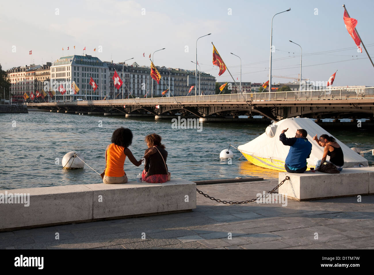 Geneva river rhone bridge hi-res stock photography and images - Alamy