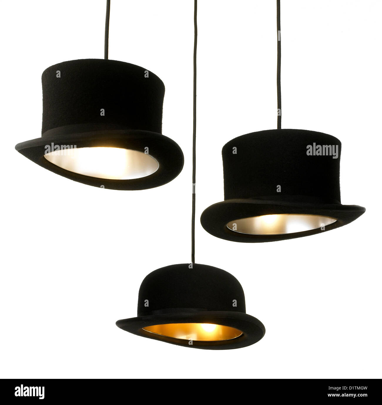 lamps made from topper hats isolated on white background Stock Photo ...