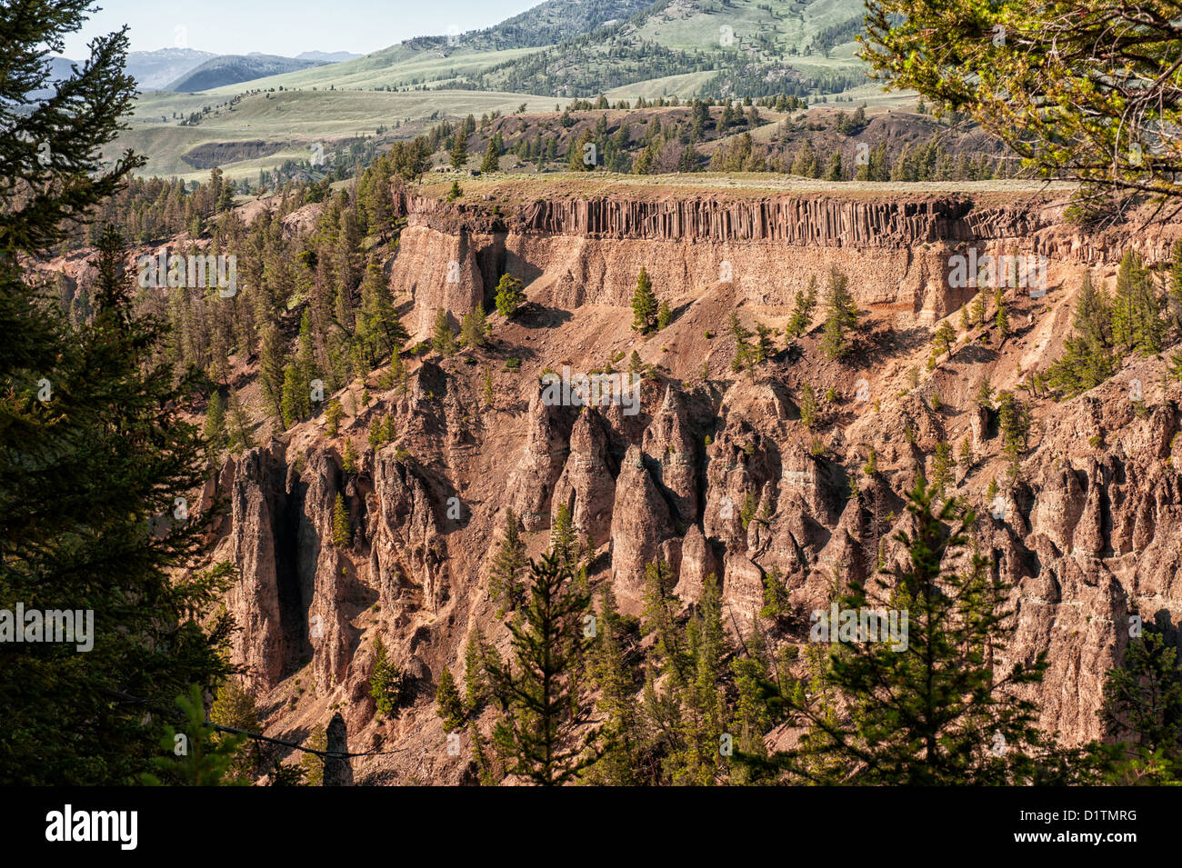 Photograph of one of the walls of the Yellowstone river canyon Stock ...