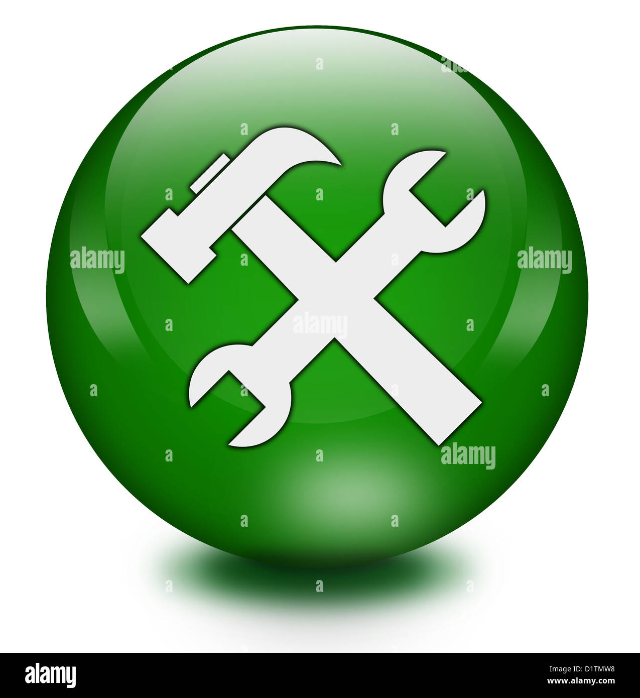 Computer generated glossy tools button on white background Stock Photo ...