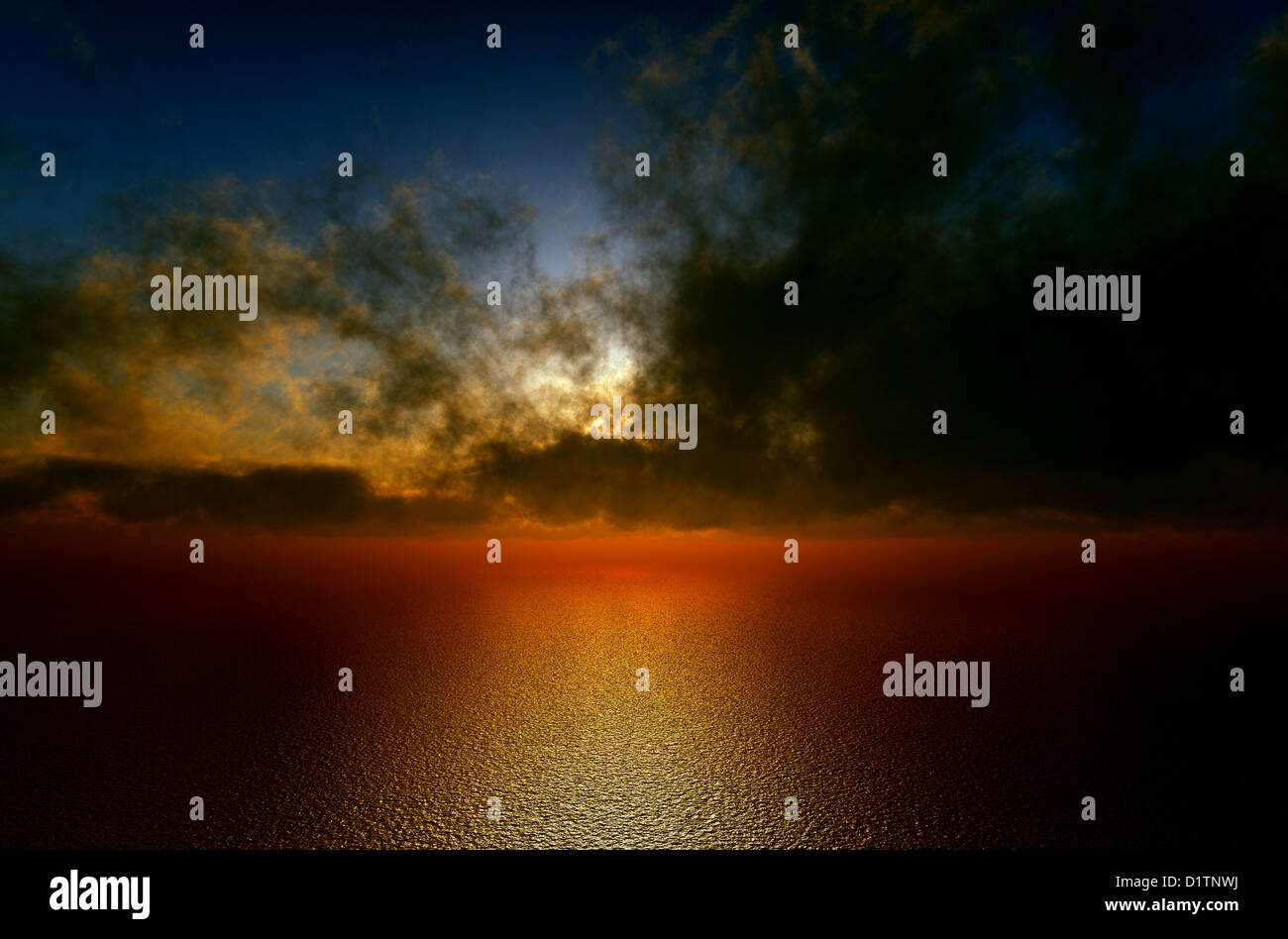 3d render sunset over ocean hi-res stock photography and images - Alamy