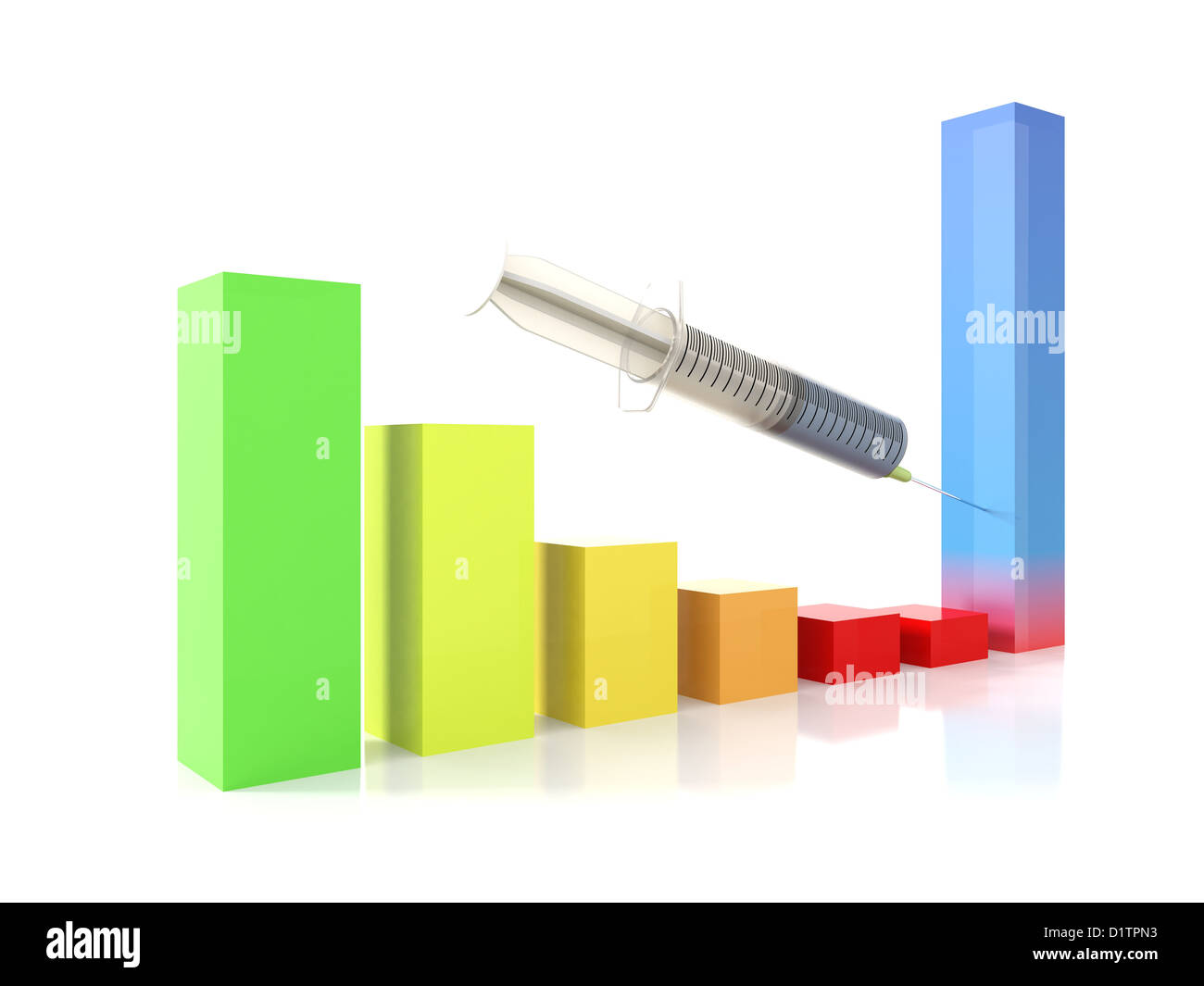 Growth bars graph injection on a white isolated background Stock Photo ...