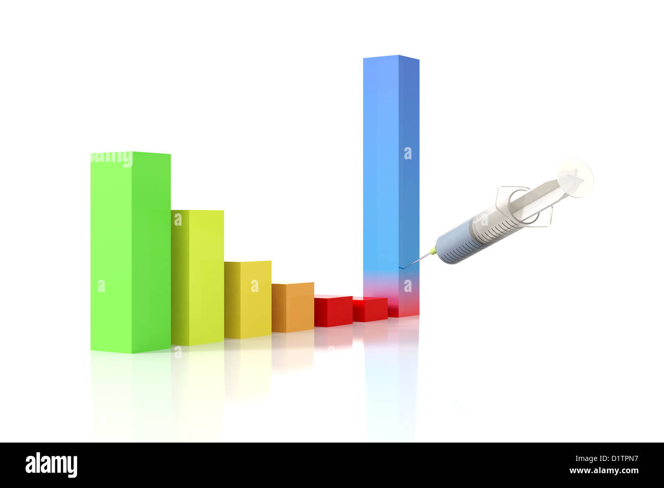 Growth bars graph injection on a white isolated background Stock Photo ...