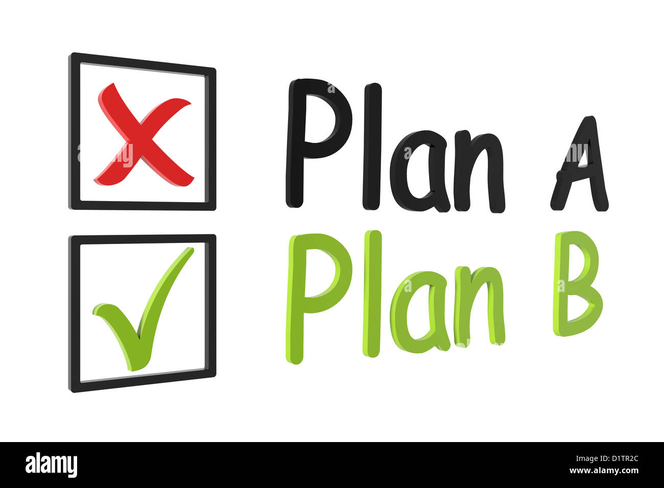 Tick and cross plan a and b on a white isolated background Stock Photo ...