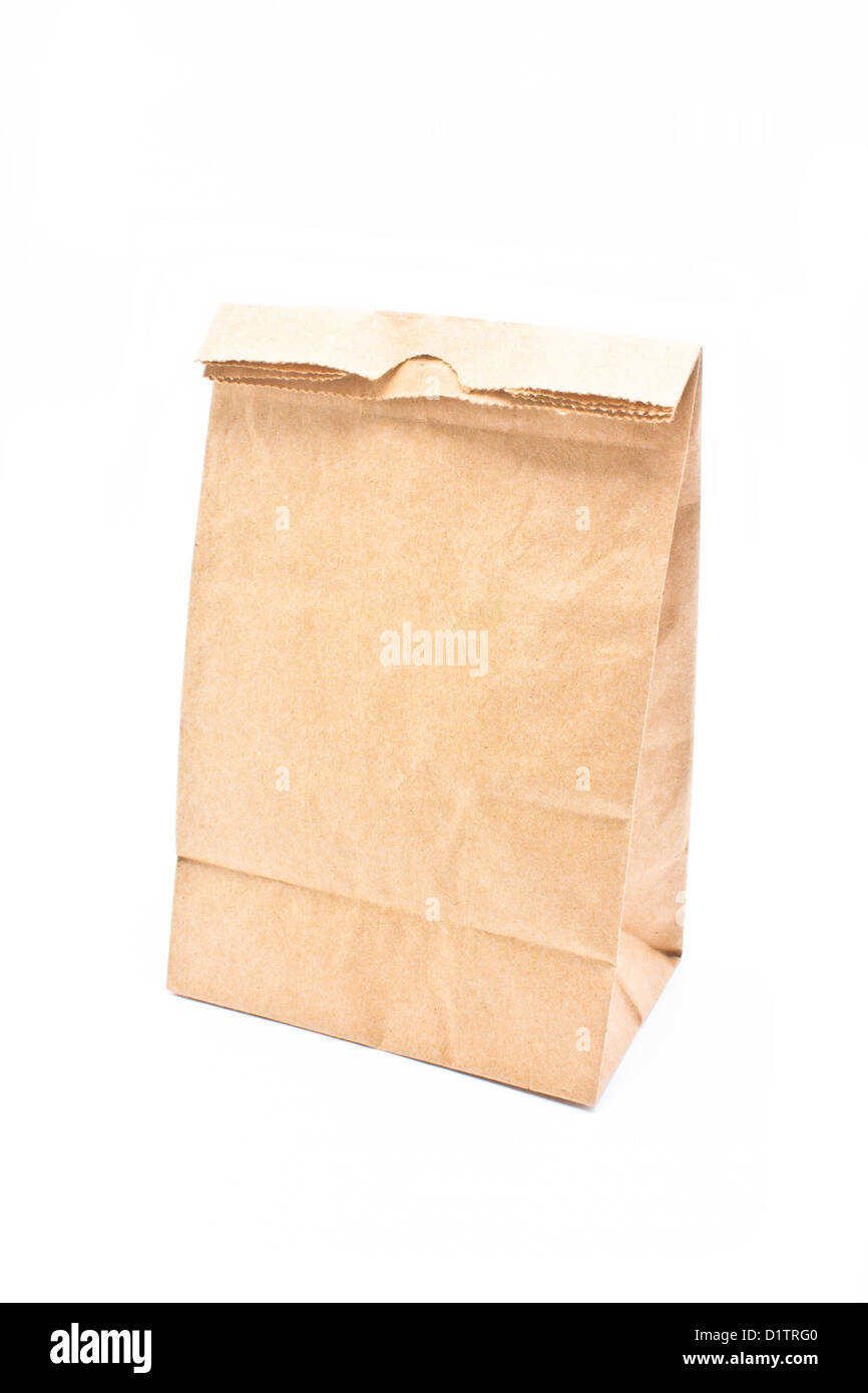 Recycle paper bag isolated on white background Stock Photo - Alamy