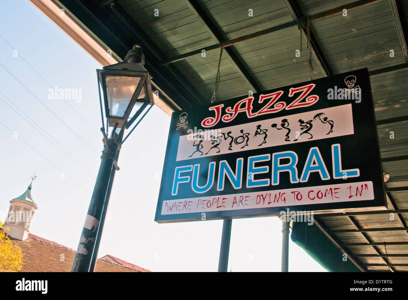Jazz music funeral sign french quarter street lamp hi-res stock ...