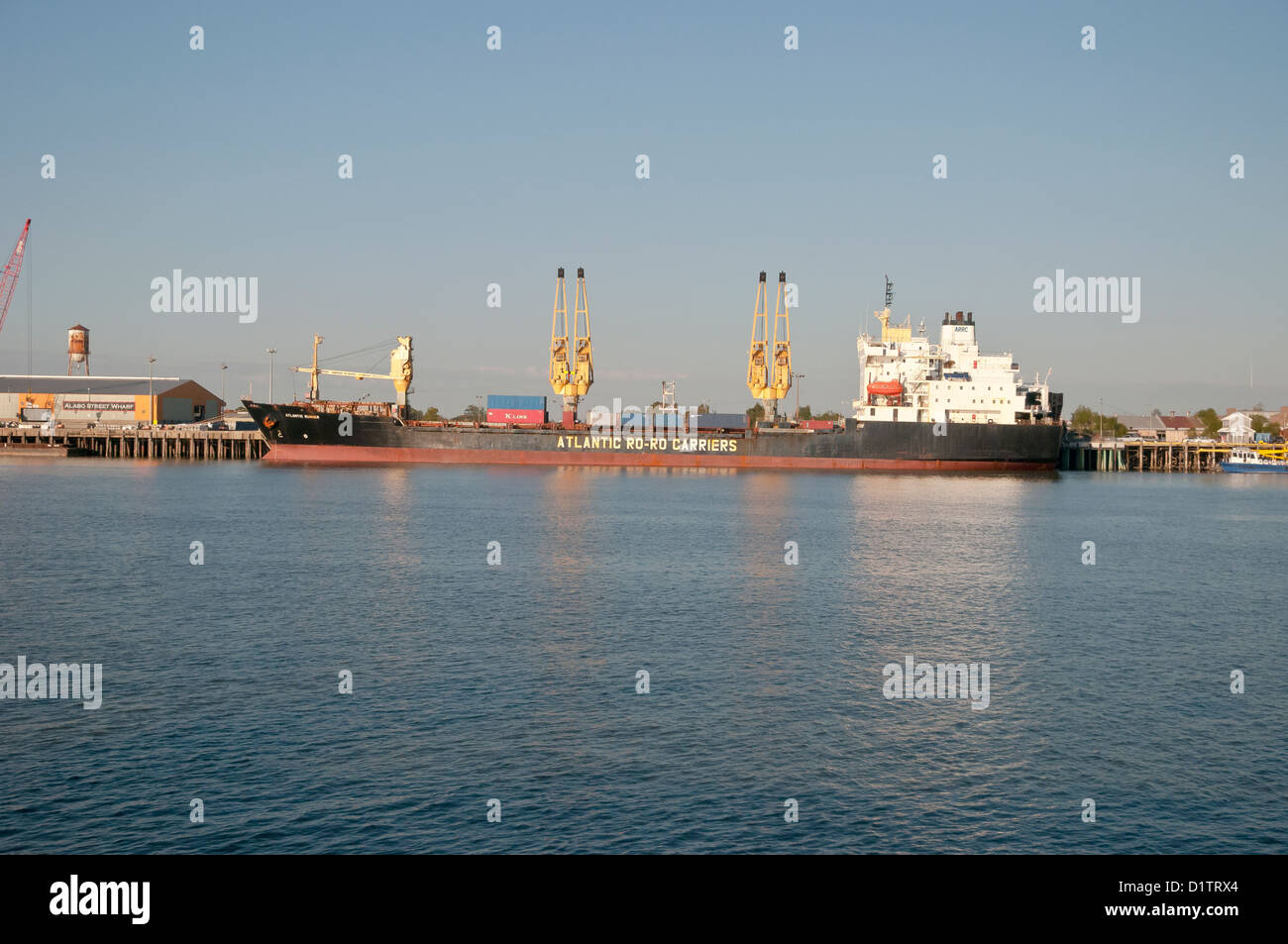 Self-propelled barge floating in the Mississippi river, New Orleans ...