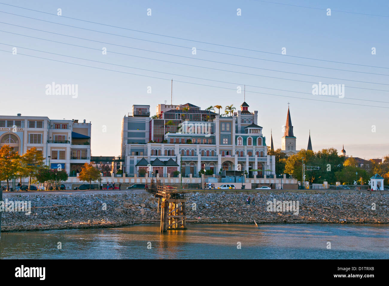 New Orleans waterfront,view from middle of Mississippi river, state of ...