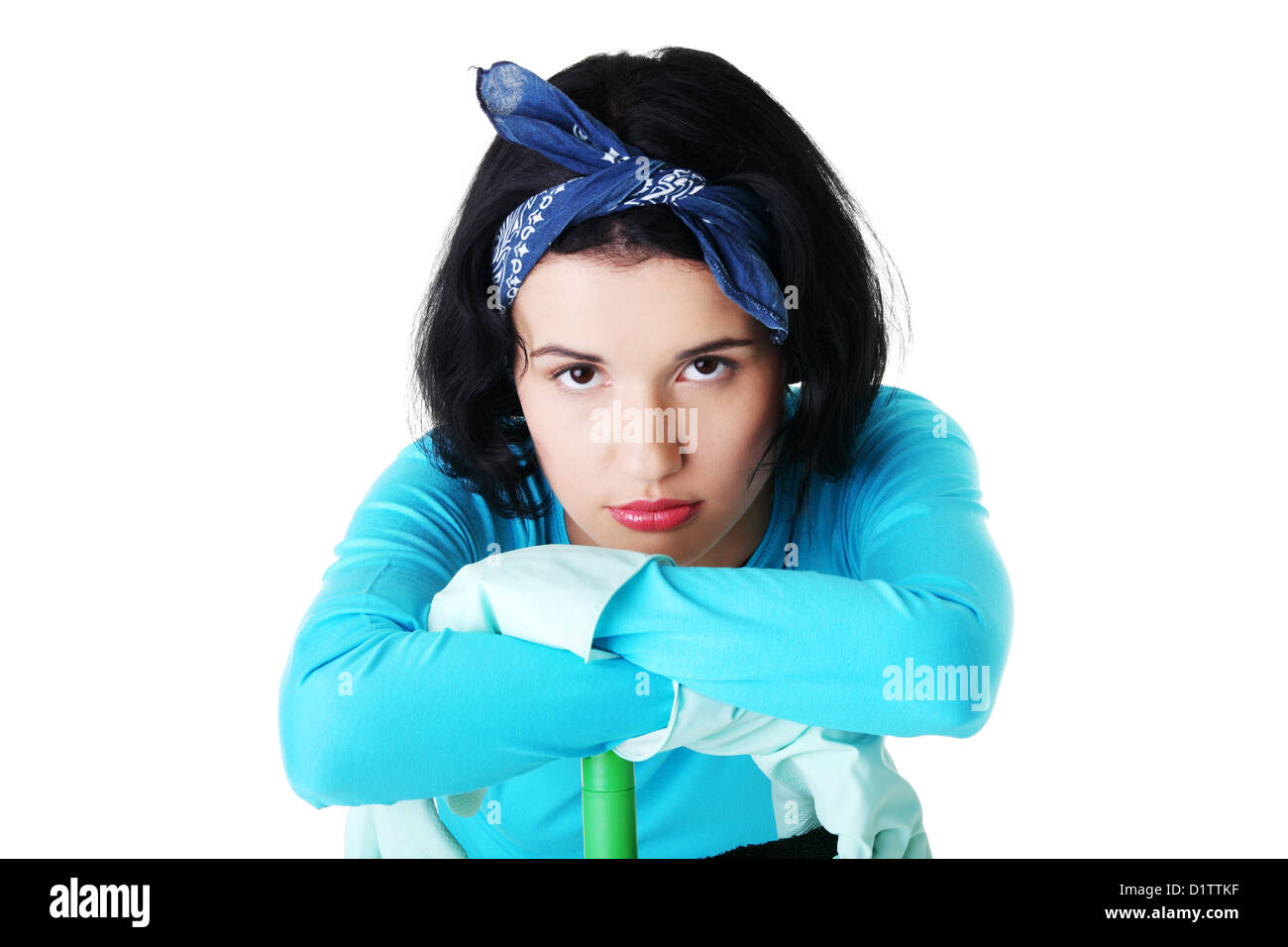 Funny woman mop isolated on hi-res stock photography and images - Alamy