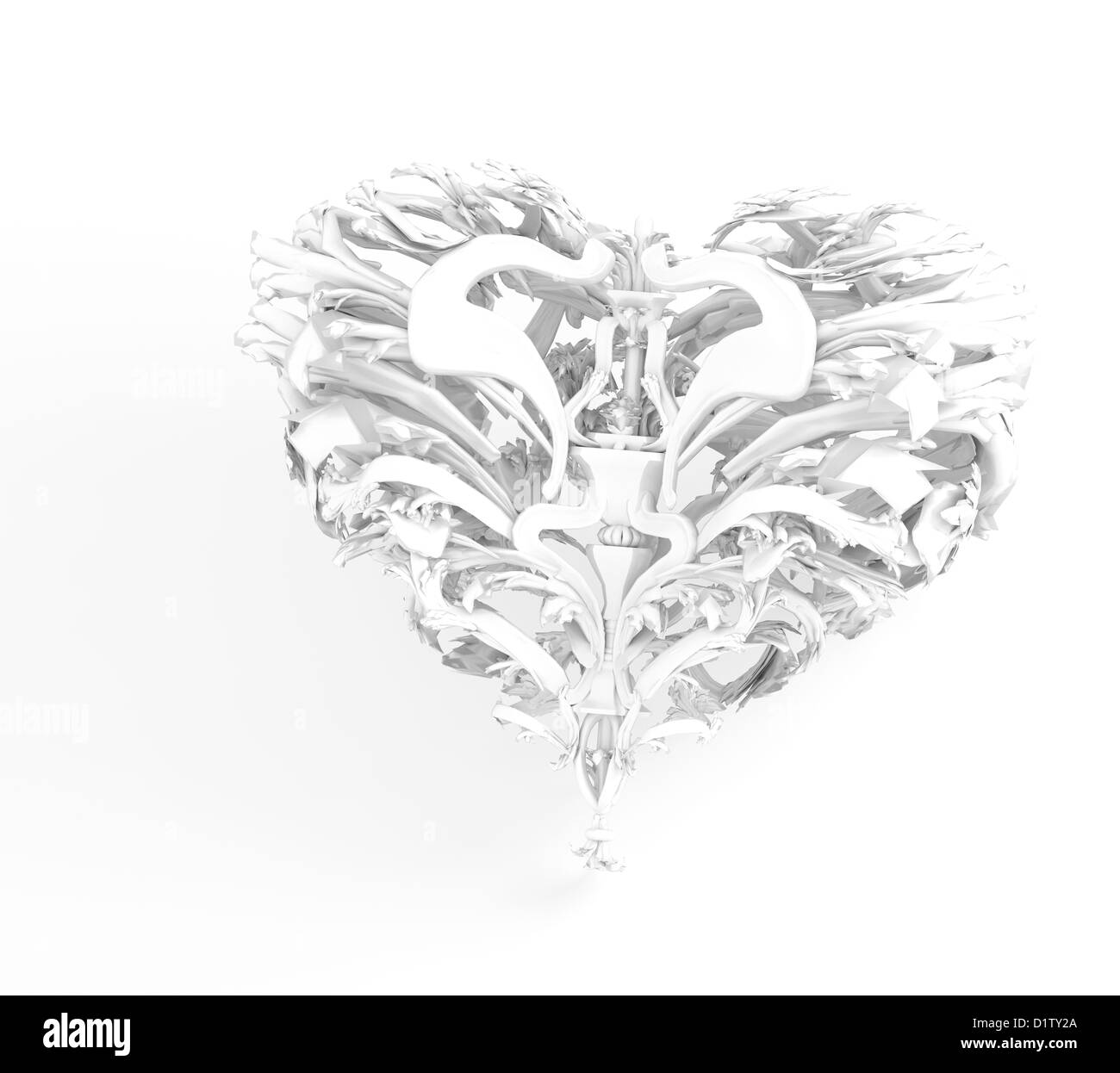 Beautiful white heart on a white background Stock Photo - Alamy