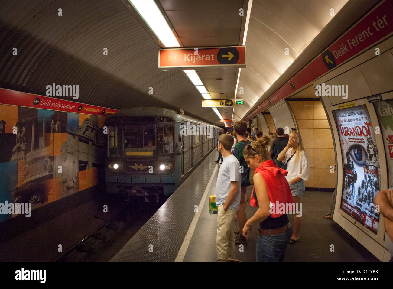 Metro Underground in Budapest with passengers waiting Stock Photo - Alamy