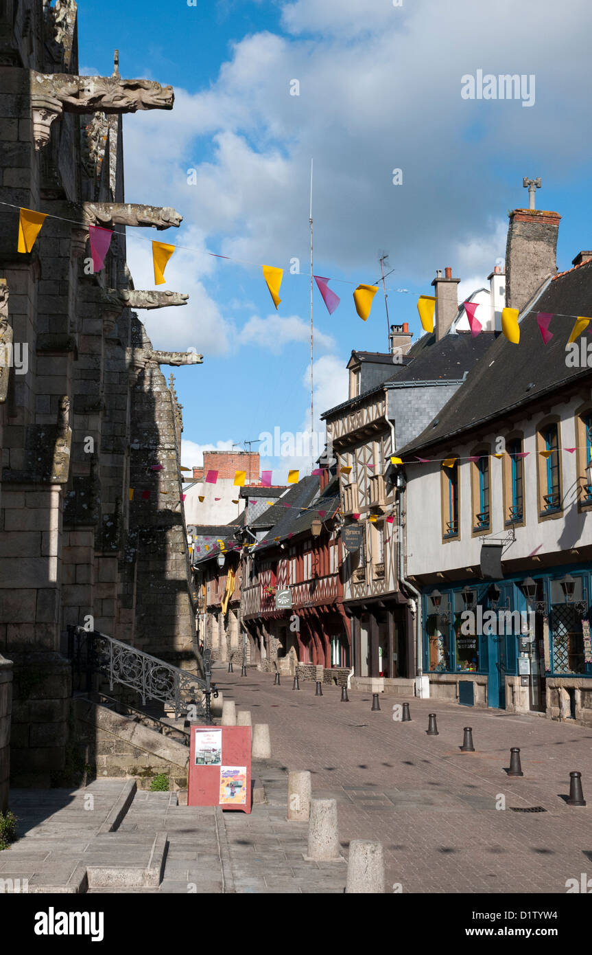 The city center of Josselin, a commune in the Morbihan department in ...