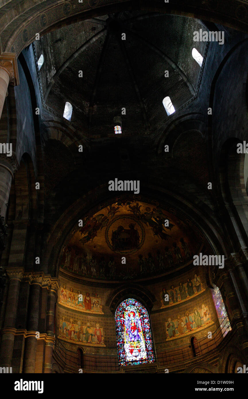 Strasbourg, France, stained glass windows and dome Strassburger ...