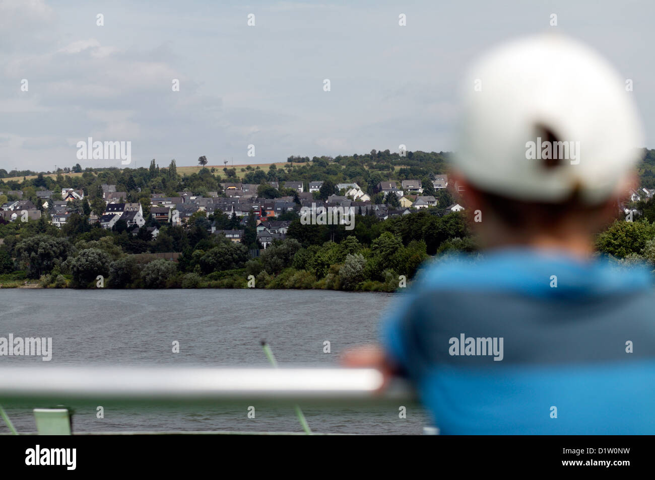 Ruwer, Germany, at a little boy holds Mosel trip lookout Stock Photo ...