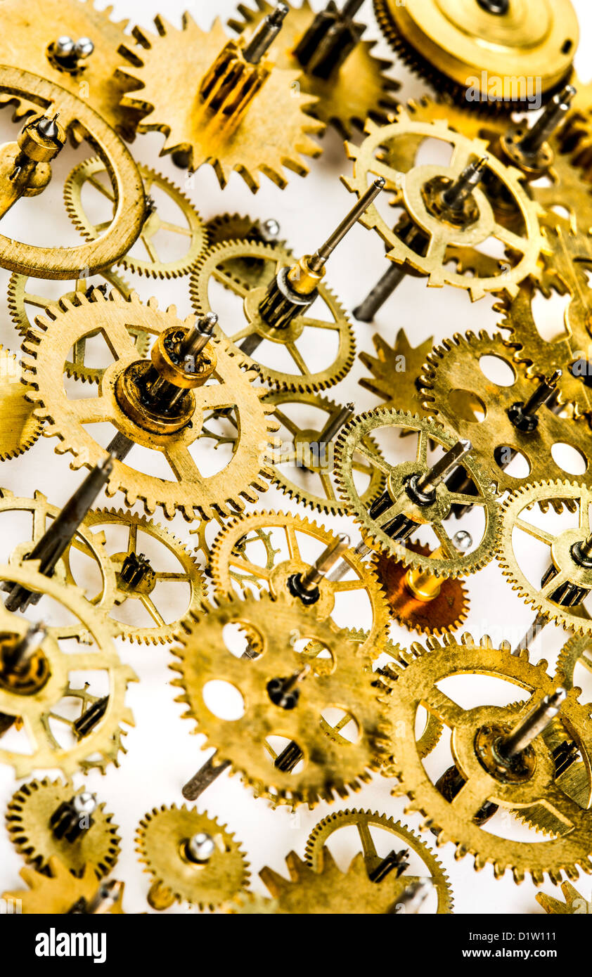 close up old mechanism on a white background Stock Photo - Alamy