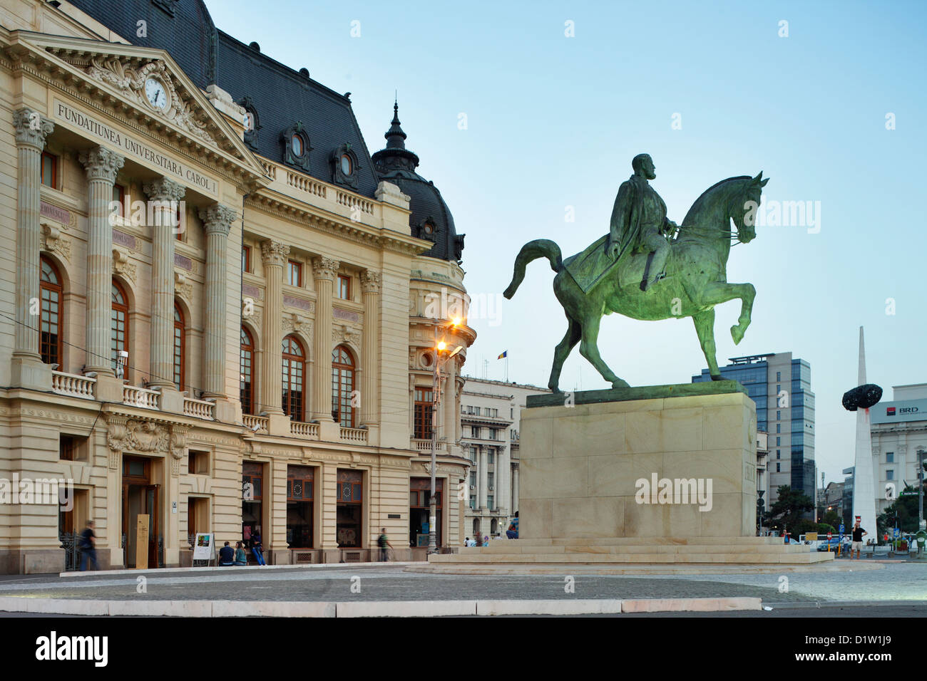 Bucharest, Romania, the equestrian statue of Carol I in the Plaza of ...