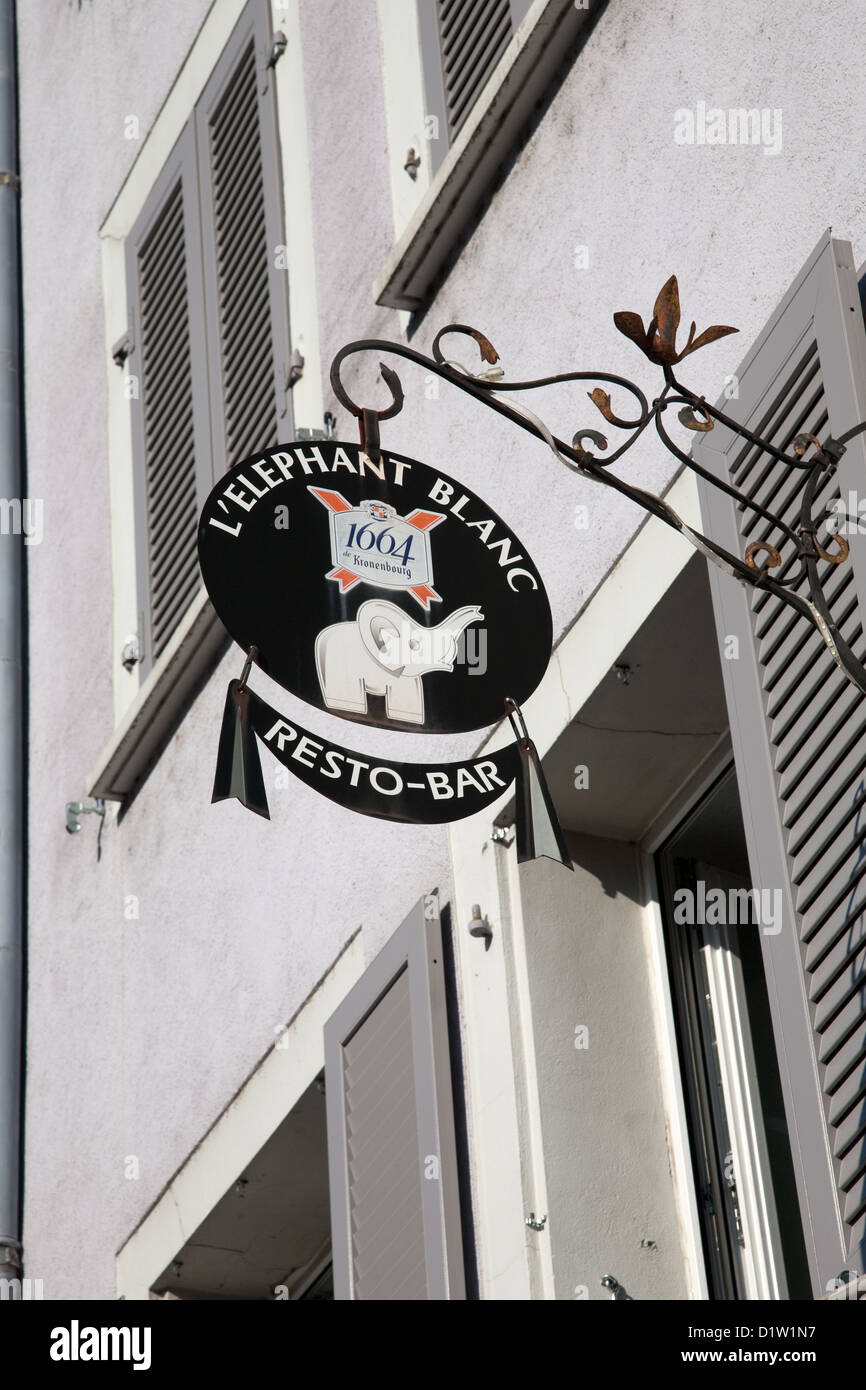 Elephant Blanc Restaurant and Bar Sign, Lausanne, Switzerland, Europe ...