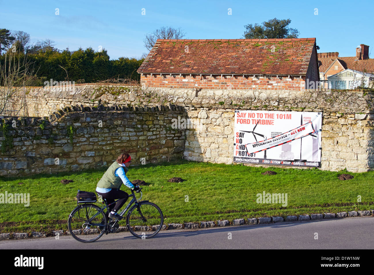 General view of a protest sign against a wind turbine proposal Stock ...