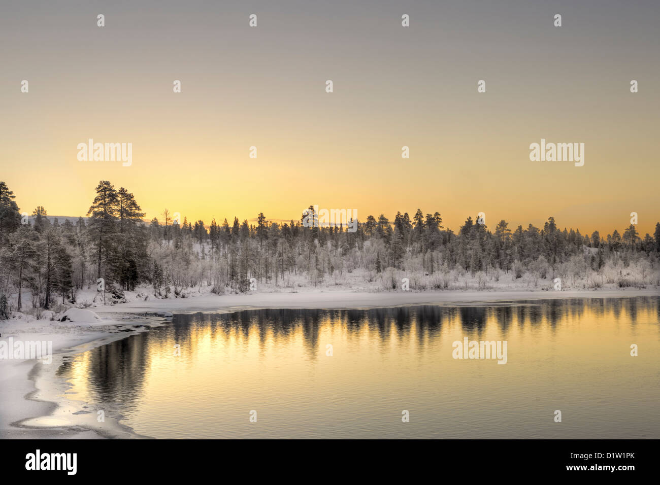 River flowing at sunset, nearby Inari, Finland Stock Photo - Alamy