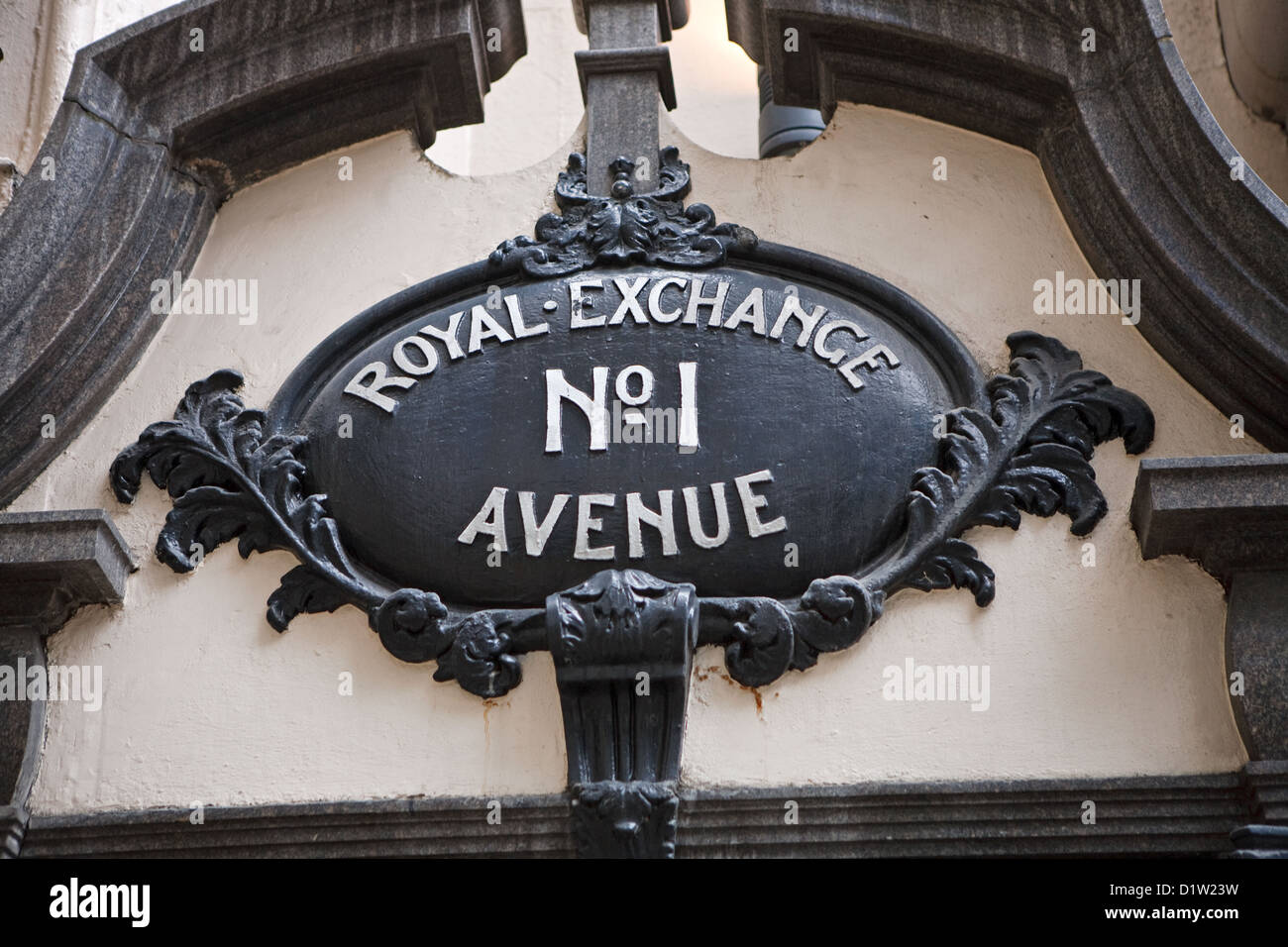NO 1 Royal Exchange Avenue sign Stock Photo - Alamy