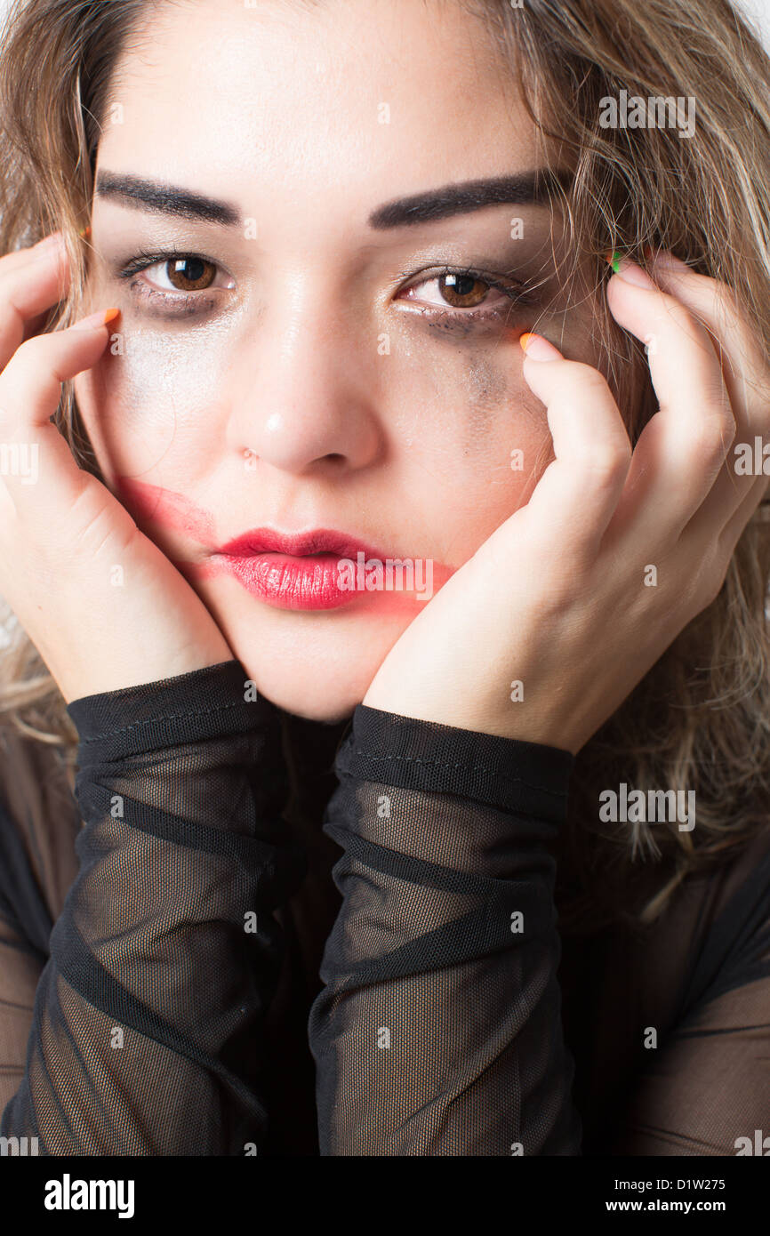 woman crying on isolated white background Stock Photo - Alamy