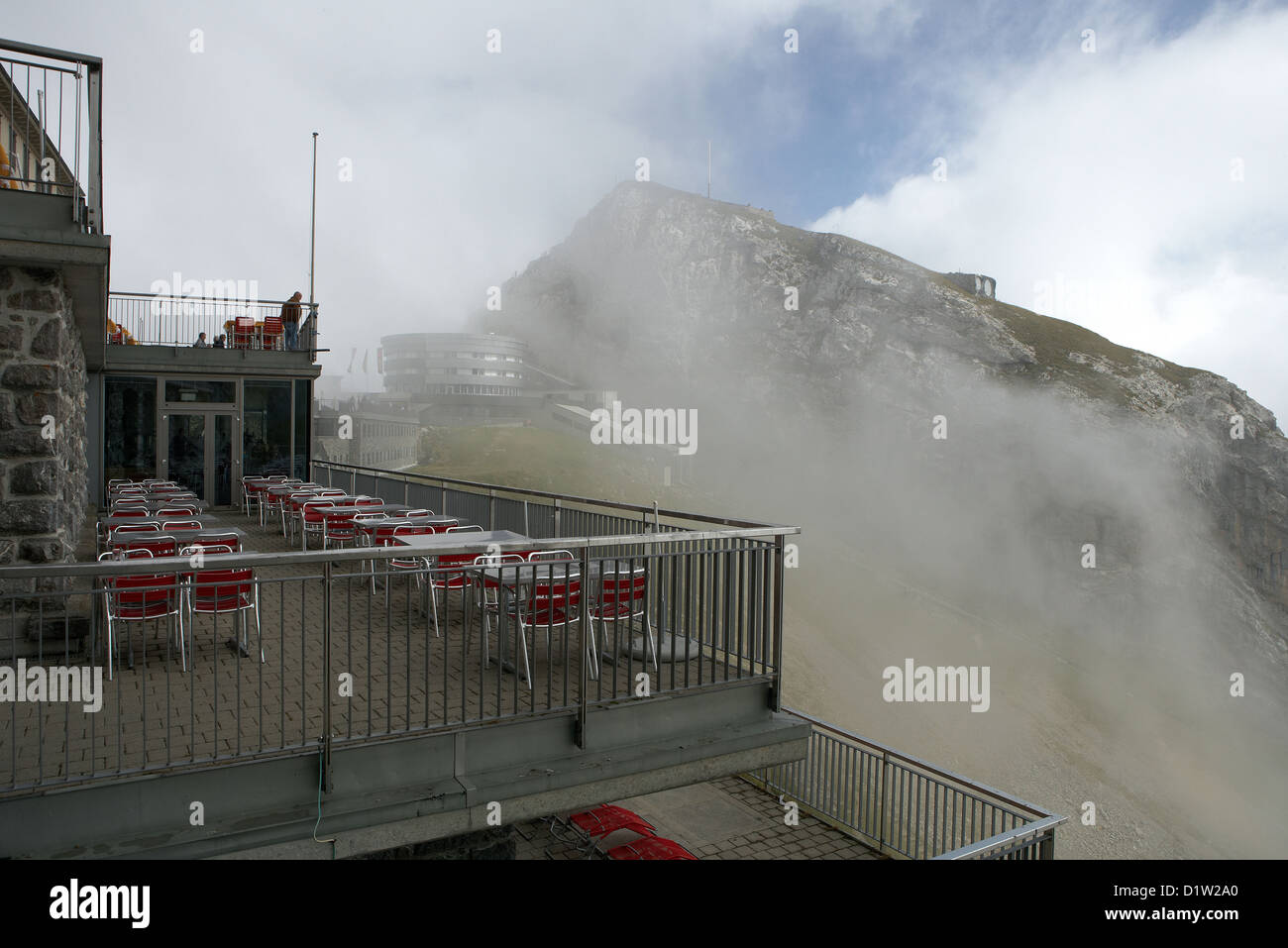 Pilatus, Switzerland, the hotel terrace Pilatus Kulm Stock Photo - Alamy