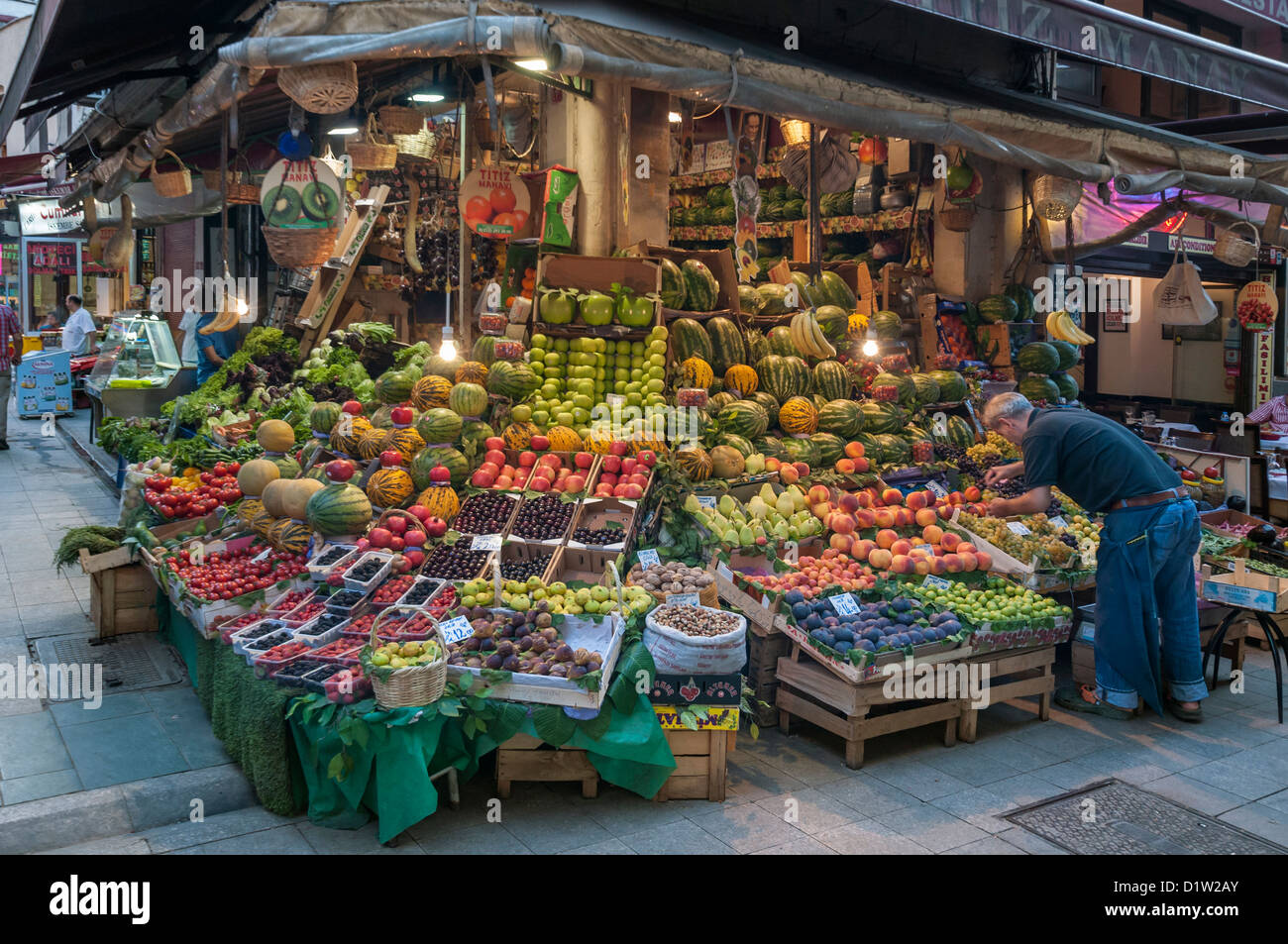 Fruits and vegetables at a market stall at Beyoglu,istanbul,Turkey ...