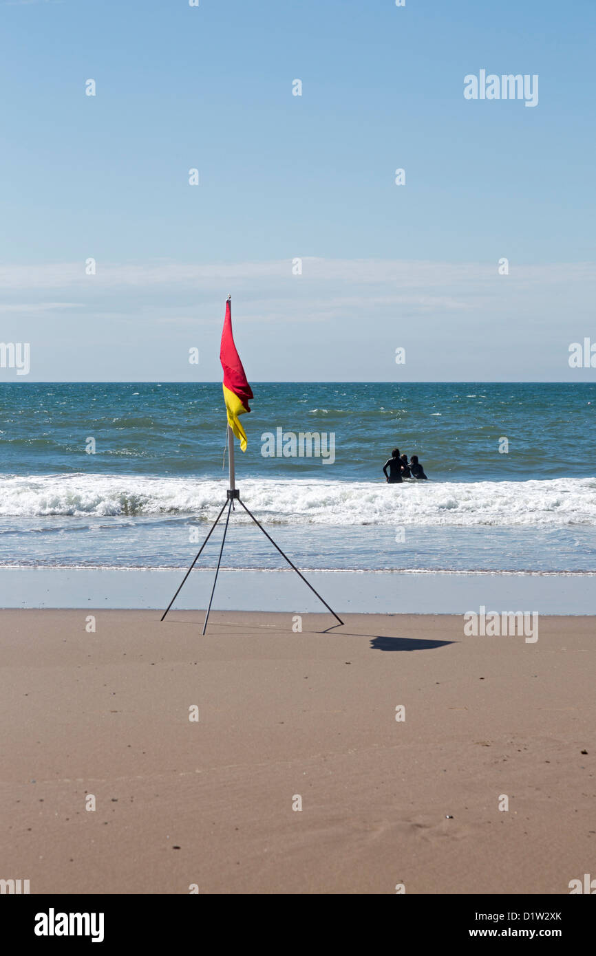 Llangrannog holiday 2012 RNLI Lifeguards flag Stock Photo - Alamy