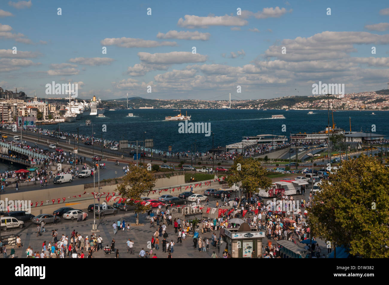 Eminonu Square,Galata Bridge and Bosphorus Bridge,istanbul,Turkey Stock ...