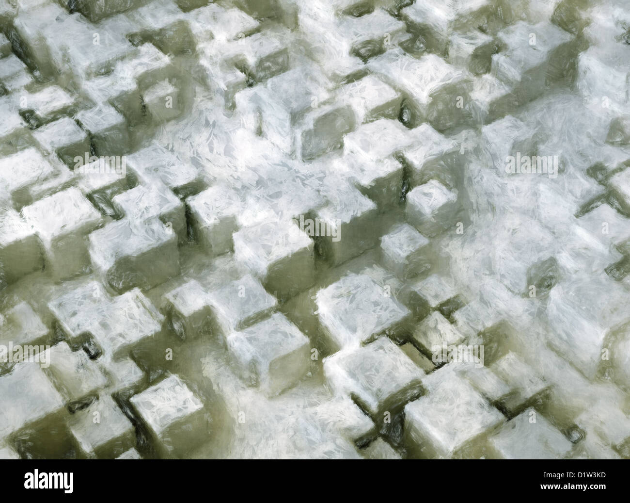 Abstract painting of cubes Stock Photo - Alamy