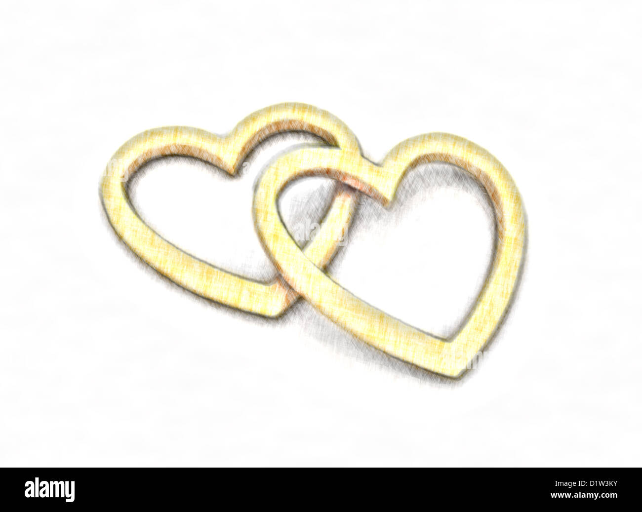 Two golden hearts sketched Stock Photo - Alamy