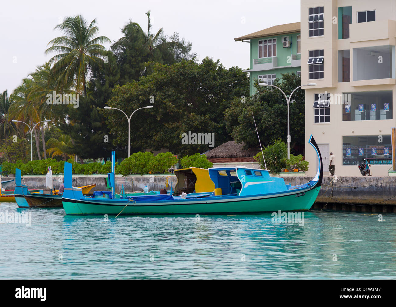 Traditional Dhonis Moored At Port, Eydhafushi Island, Baa Atoll ...