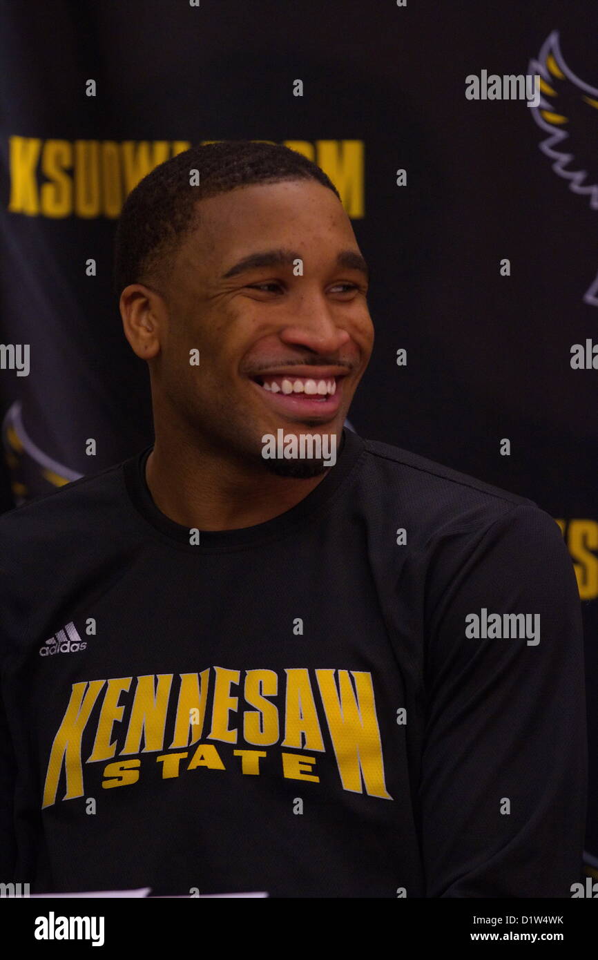 Markeith Cummings addresses the press after Kennesaw State's 83-75 win ...