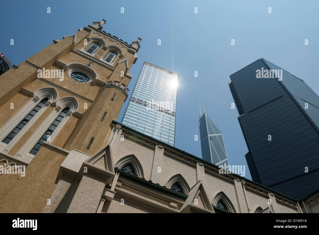 Ground Level View of Citibank Plaza, Bank of China Tower, Cheung Kong ...