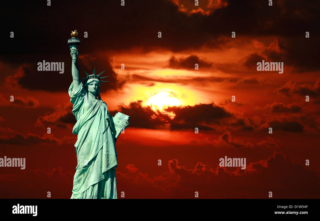 The Statue of Liberty at Sunset, New York City Stock Photo - Alamy