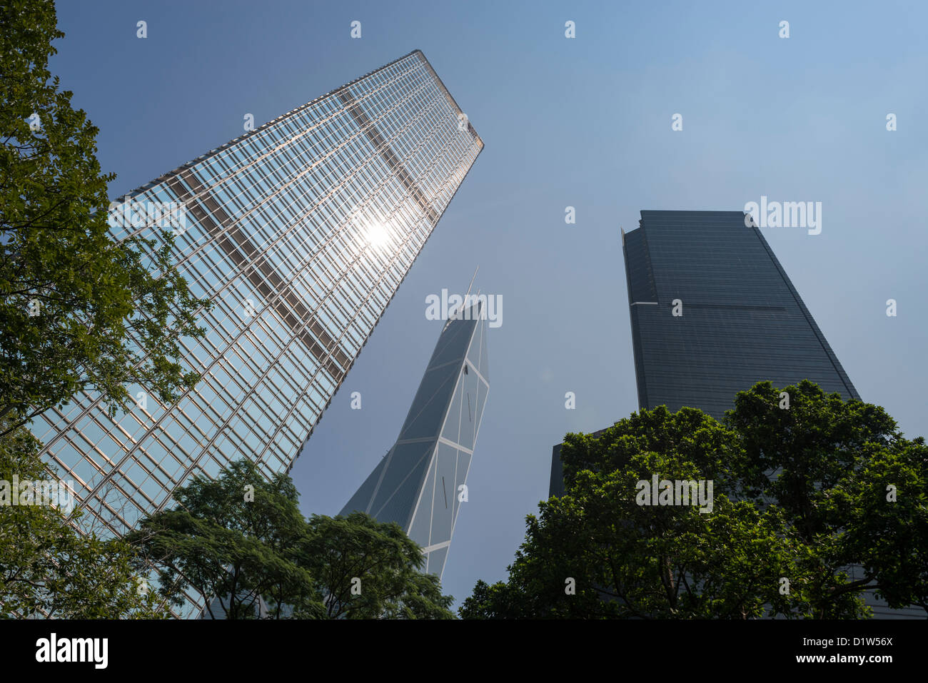 Ground Level View of Citibank Plaza, Bank of China Tower, Cheung Kong ...