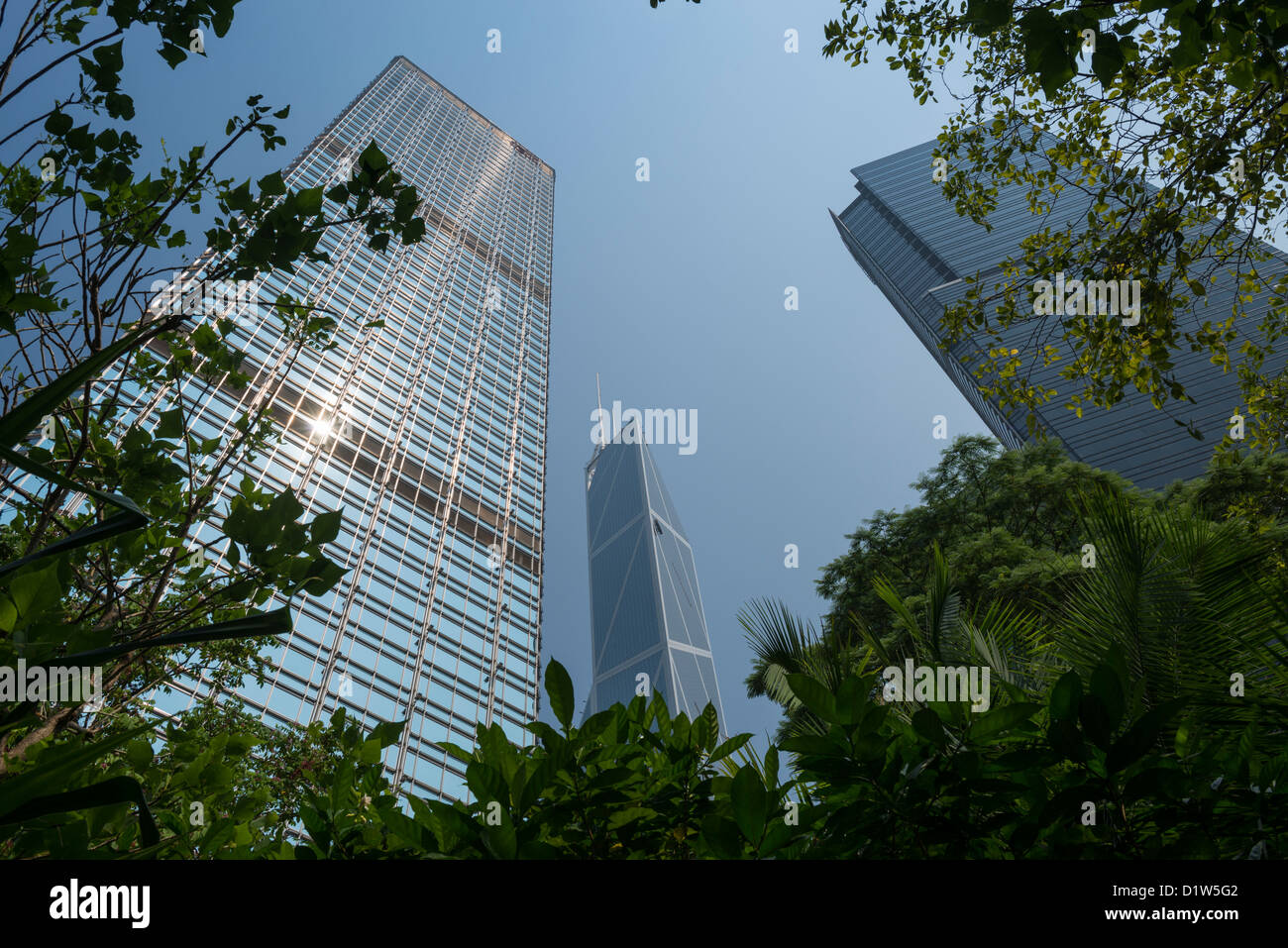 Ground Level View of Citibank Plaza, Bank of China Tower, Cheung Kong ...