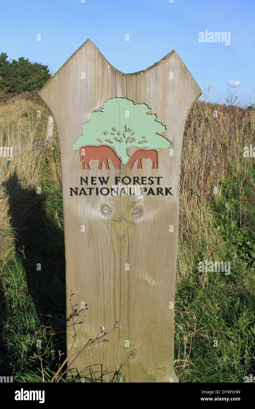The New Forest National Park wooden sign Hampshire England UK Stock ...