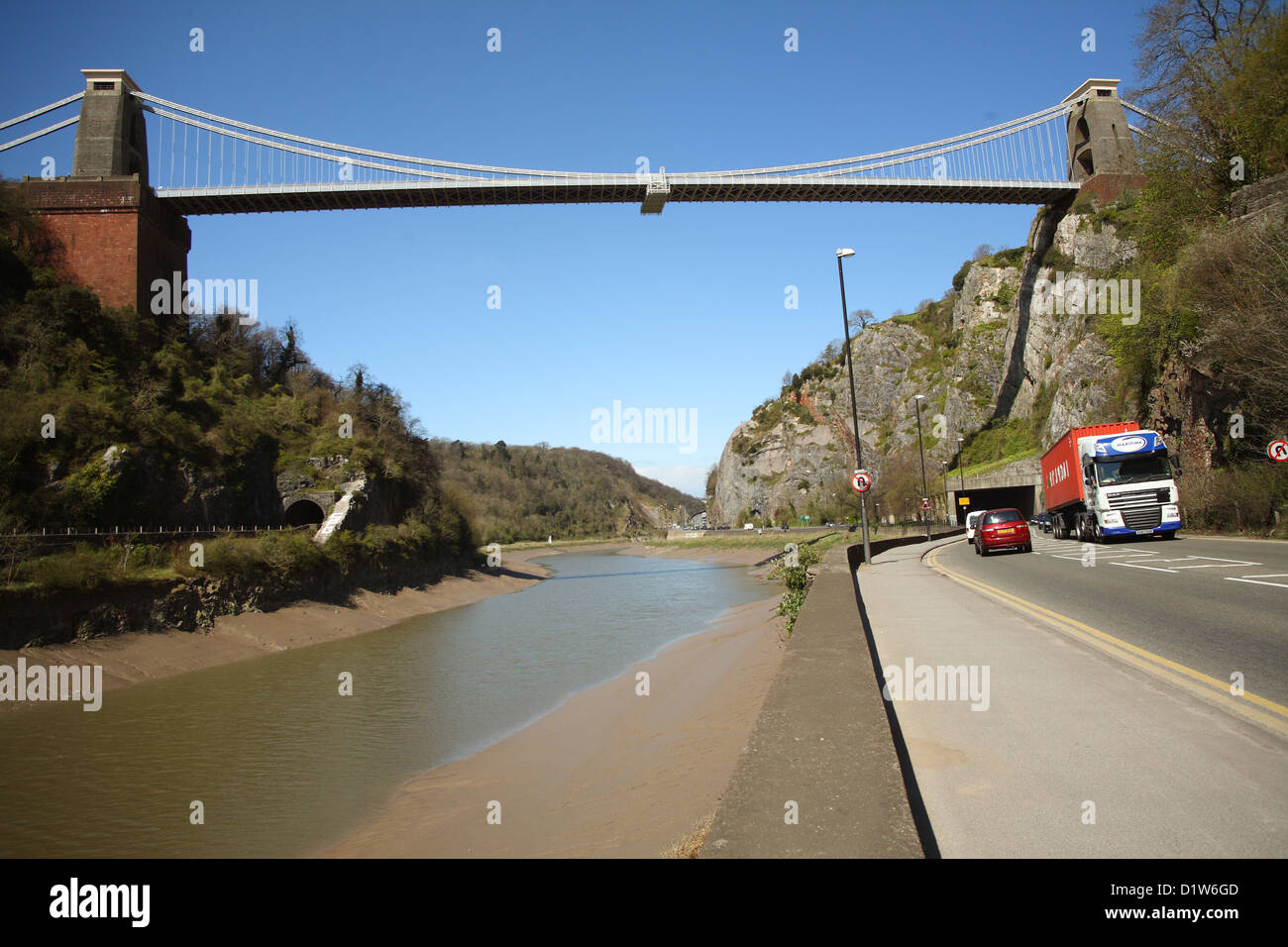 Clifton suspension bridge in Bristol, from below showing its height ...