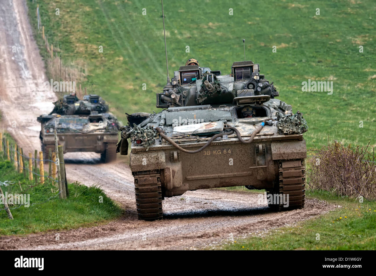 A British Army Warrior Infantry Fighting Vehicle on the Salisbury Plain ...