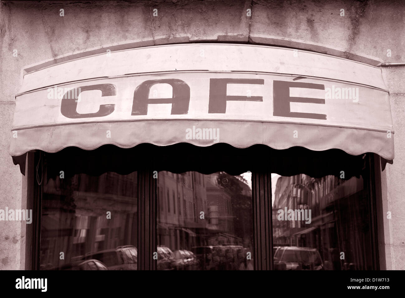 Cafe Sign in Black and White Sepia Tone Stock Photo - Alamy