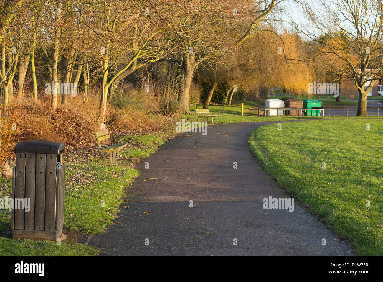 Park with rubbish bins Stock Photo - Alamy